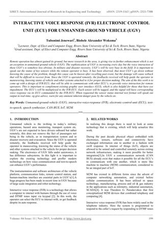 Interactive voice response (ivr) electronic control unit (ecu) for ...