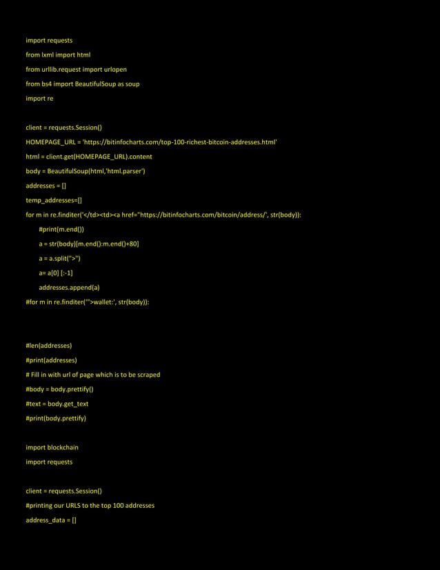 Interact with information on largest 100 btc accounts ( python skeleton ...