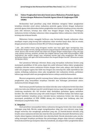Interaksi sosial antara mahasiswa pemeluk Agama Kristen dengan ...