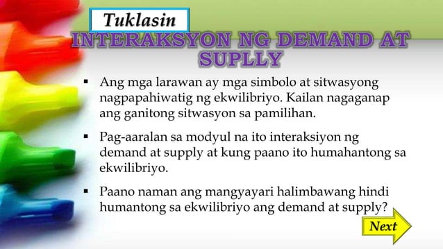 Interaksyon ng demand at suplay adm rmhs mn la - slideshare | PPTX