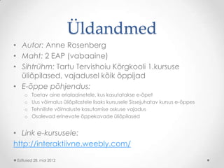 Interaktiivne e-ope esitlus-rosenberg | PPTX