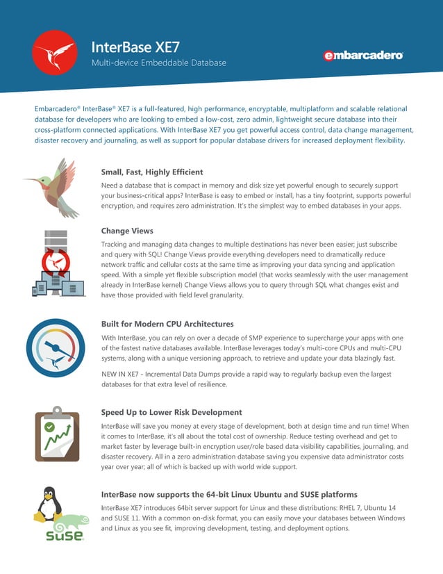 InterBase XE7 Datasheet - Multi-device Embeddable Database | PDF | Operating Systems | Computer ...