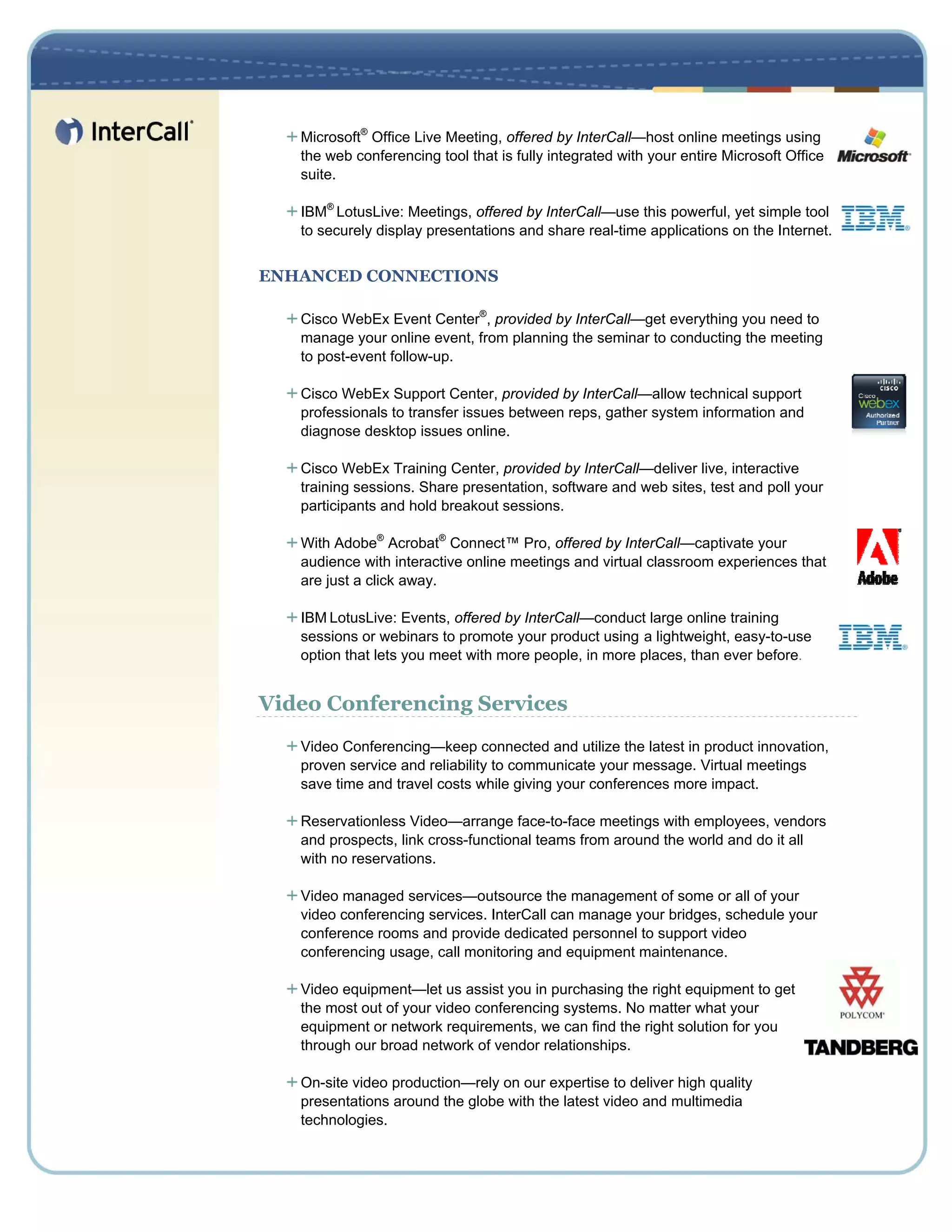 InterCall Complete Suite of Services | PDF
