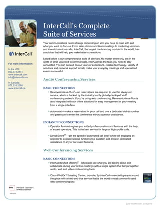 InterCall Complete Suite of Services | PDF