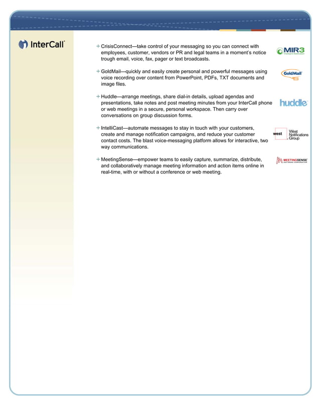 InterCall Complete Suite of Services | PDF