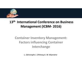 Container Inventory Management Factors Influencing Container ...
