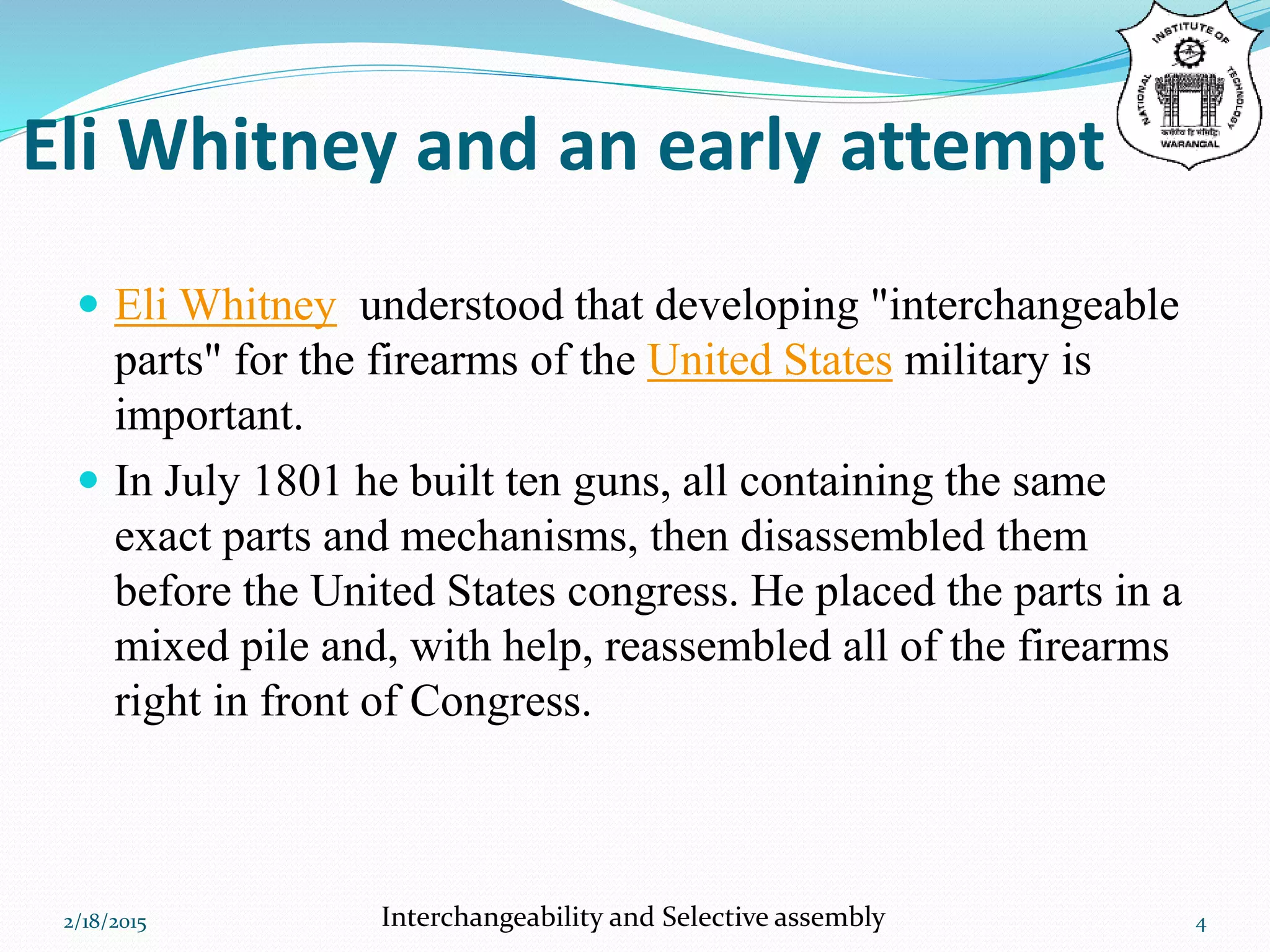 Interchangeability & selective assembly | PPTX