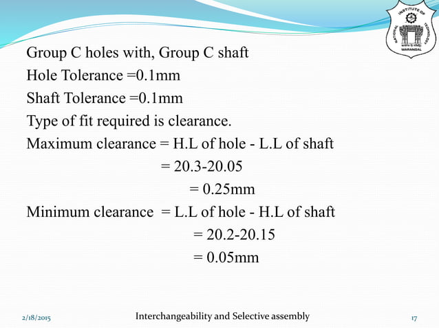 Interchangeability & selective assembly | PPTX