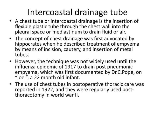 Intercoastal drainage tube | PPTX | Lung and Respiratory Health ...