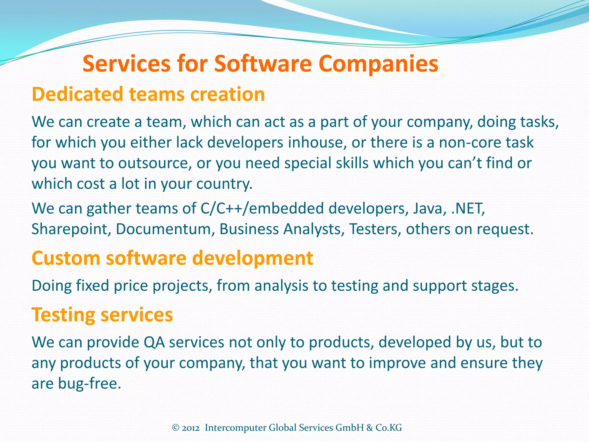 Intercomputer Global Services Presentation | PPSX | Computing | Technology & Computing