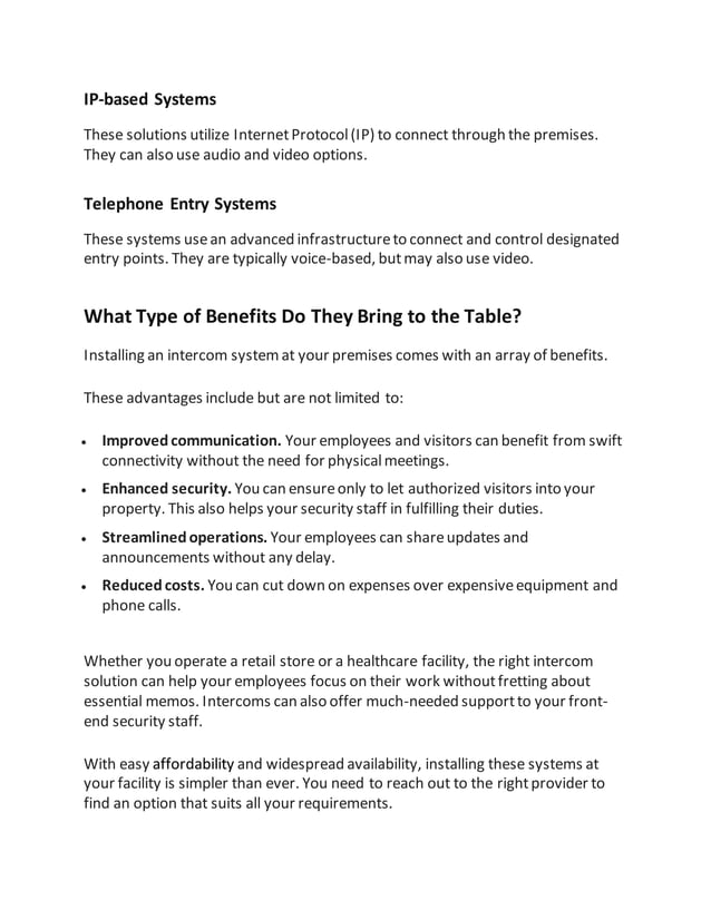 Intercom system 101 | PDF