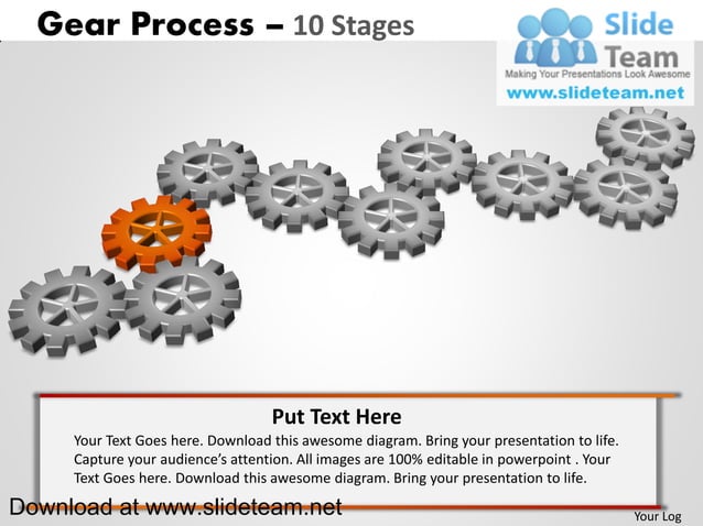 Interconnected gear pieces smart arts process 10 stages style 2 powerpoint diagrams and ...