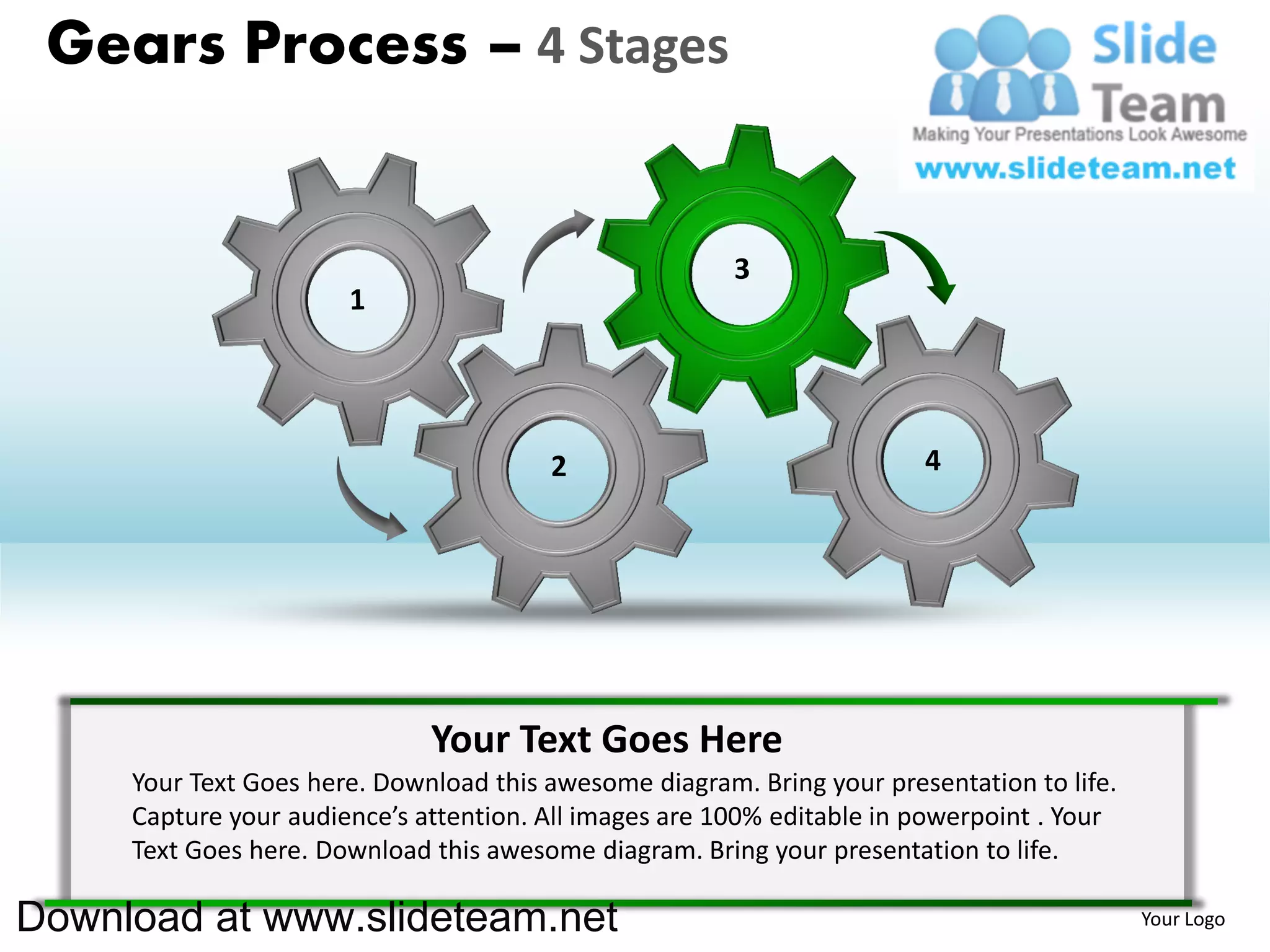 Interconnected gear pieces smart arts process 4 stages style 1 ...