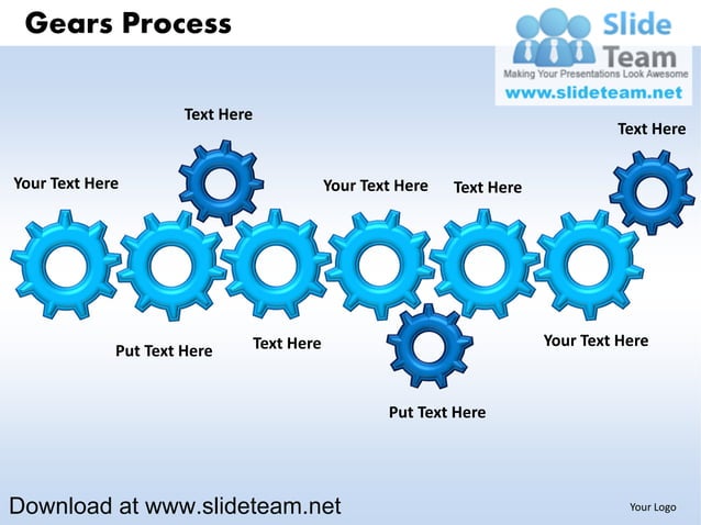 Interconnected gear pieces smart arts process 6 stages powerpoint ...