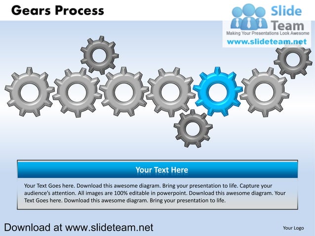 Interconnected gear pieces smart arts process 6 stages powerpoint diagrams and powerpoint ...
