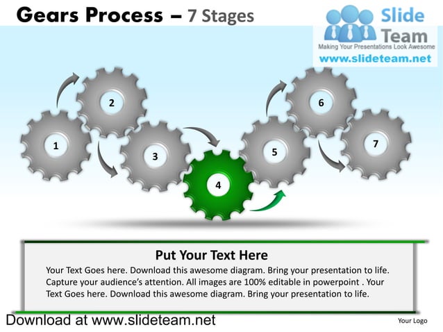 Interconnected gear pieces smart arts process 7 stages style 1 ...