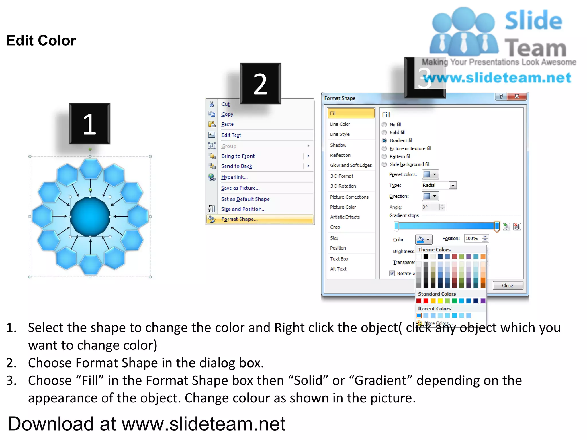 Interconnected hexagonal comb pointing inwards process 12 stages ...