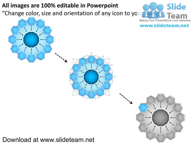 Interconnected hexagonal comb pointing inwards process 12 stages ...