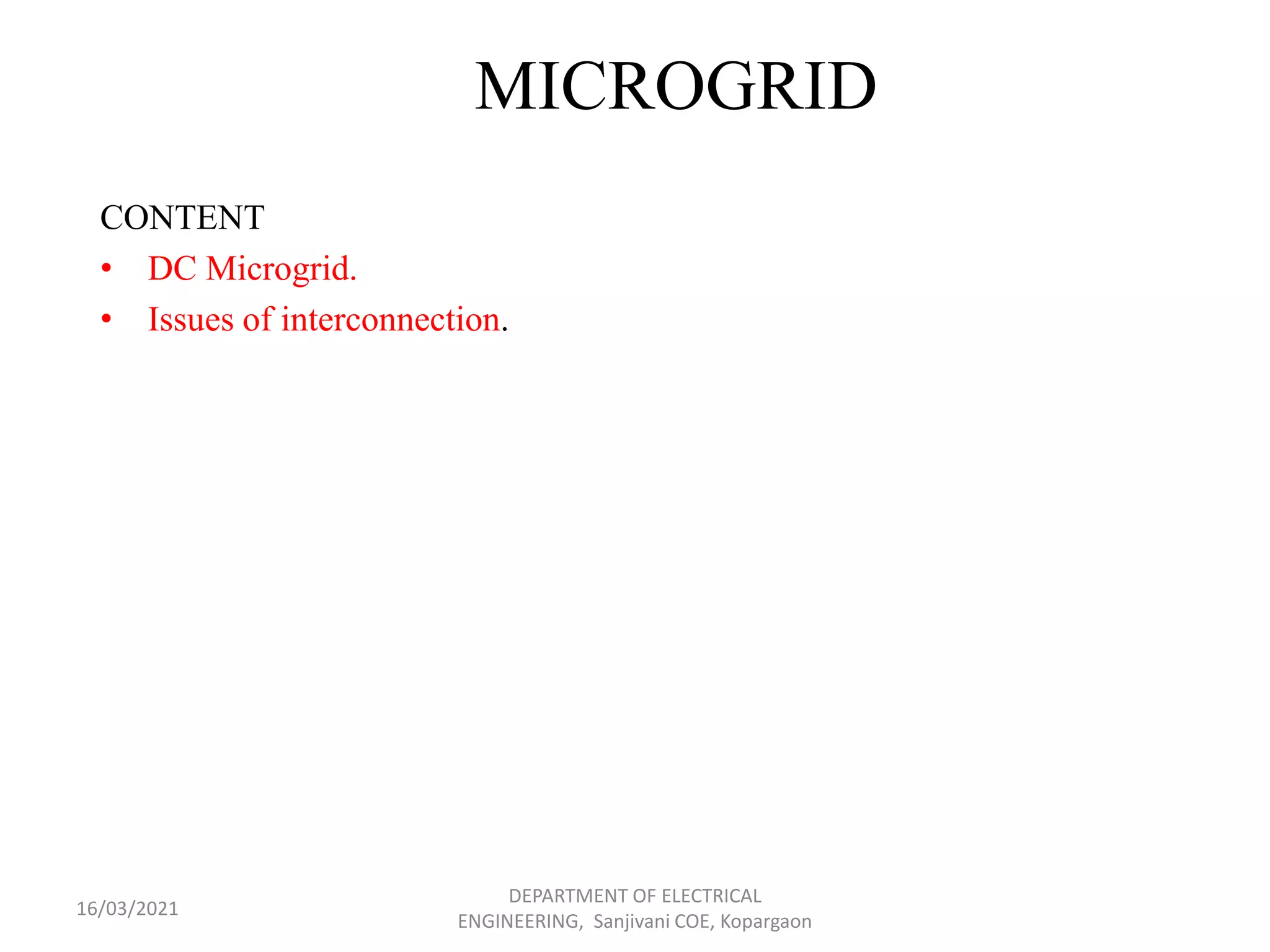 Interconnection Issue In Microgrid Pptx