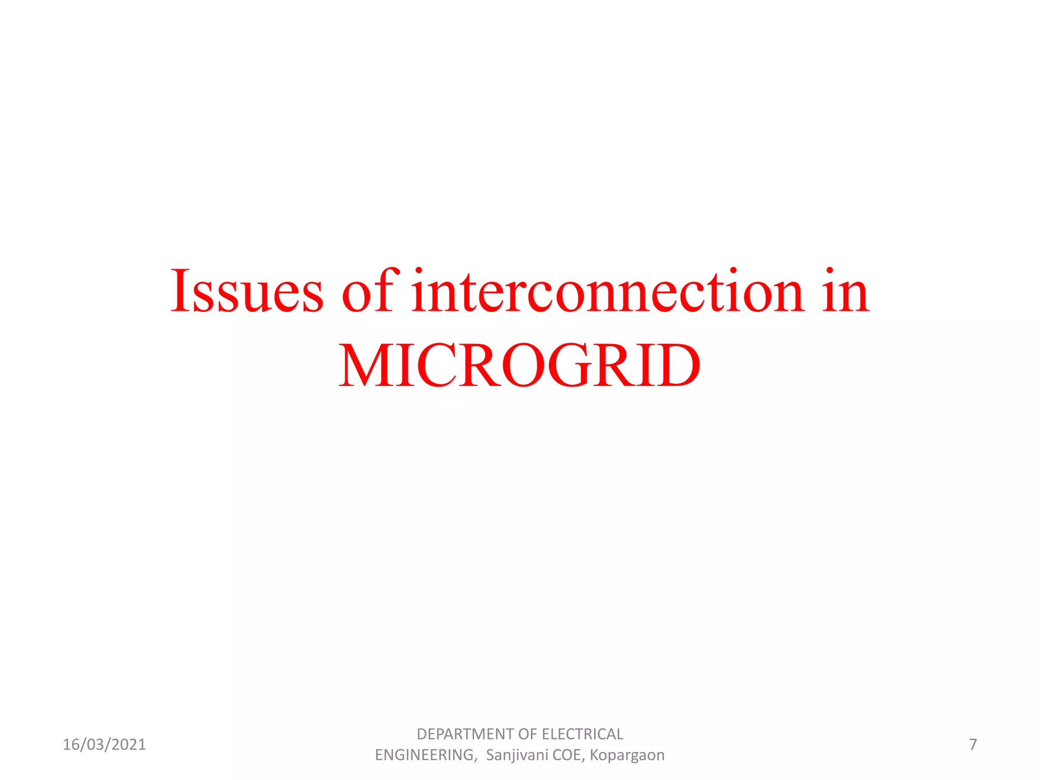 Interconnection issue in microgrid | PPTX