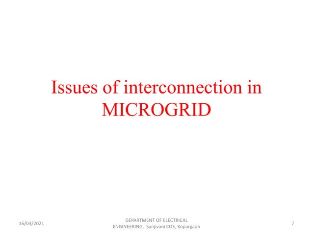 Interconnection issue in microgrid | PPTX