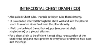 Intercostal Tube Drainage - history ,indications | PPT
