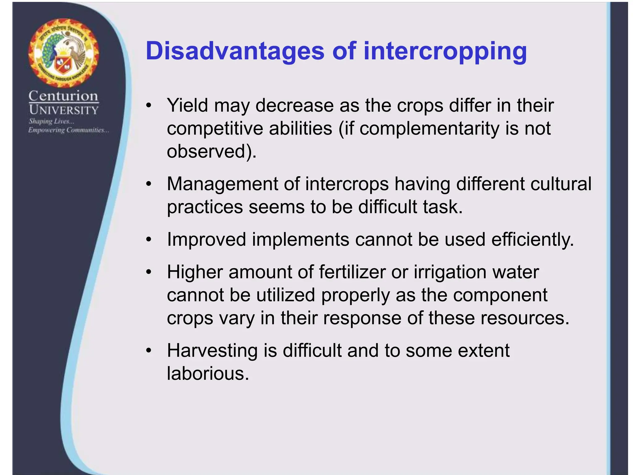 Advantages of Intercropping by Centurion University.ppt | Agriculture ...