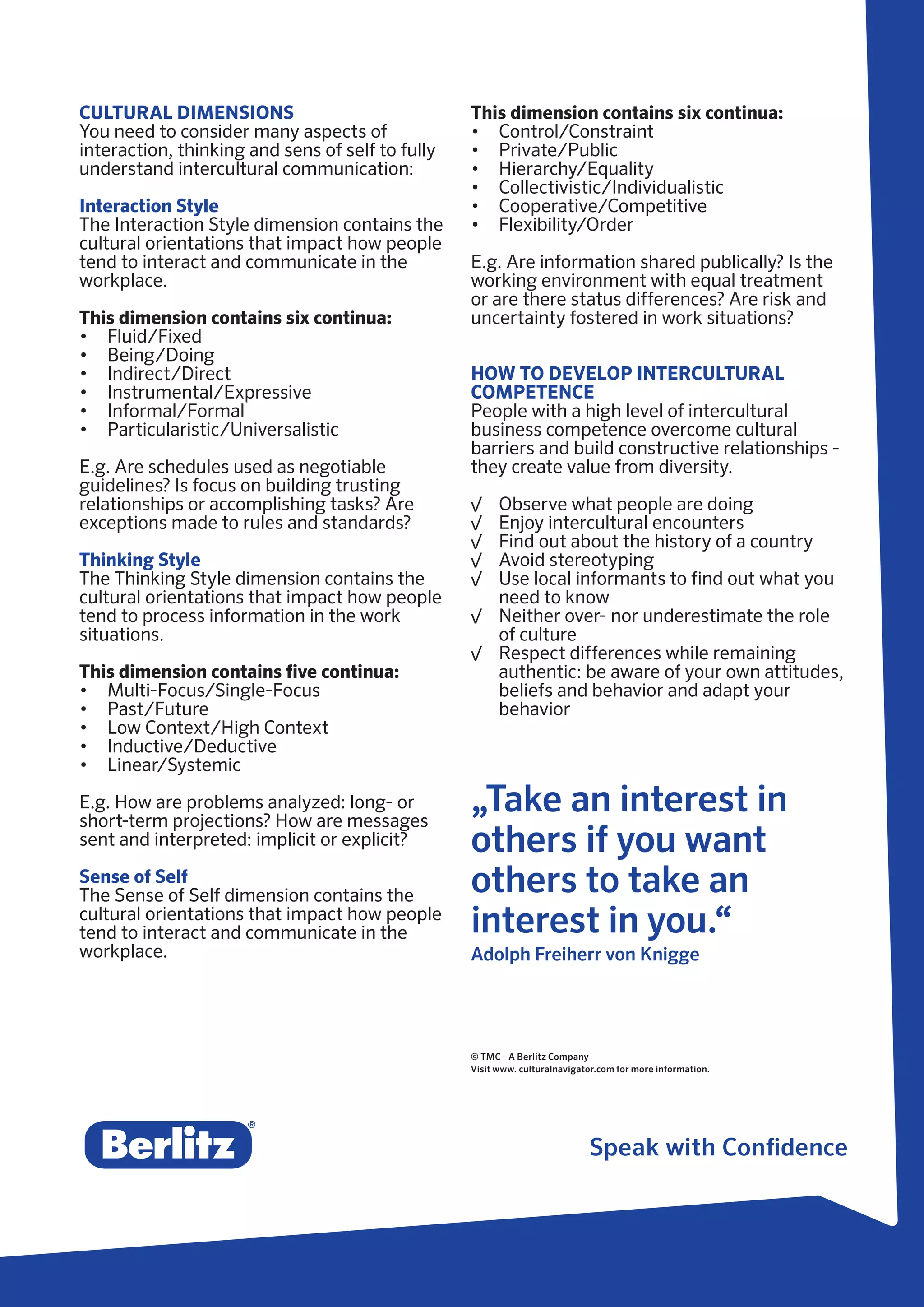 Berlitz Tips - Intercultural Communication | PDF