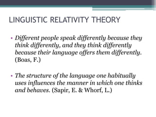 Intercultural communication - Language and culture relationship | PPTX
