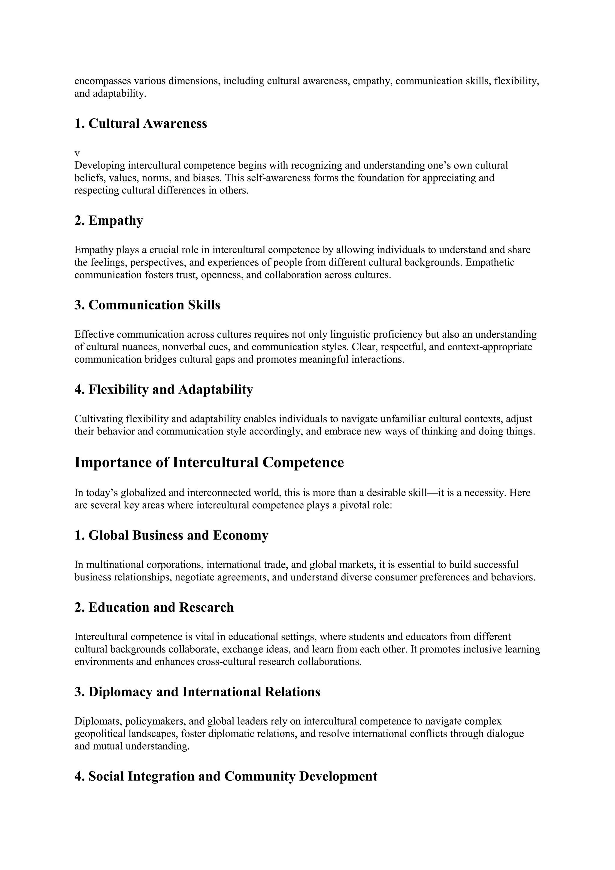 Intercultural Competence: Embracing Diversity in a Globalized World | PDF