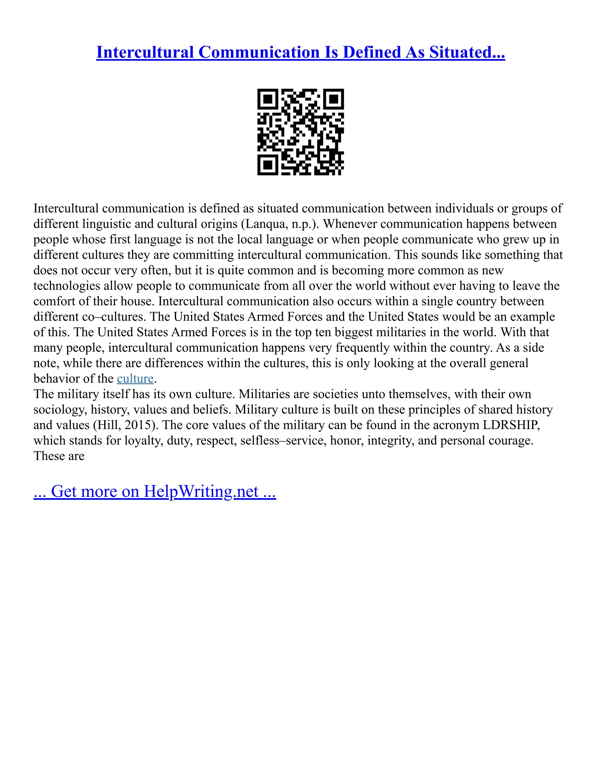 Intercultural Interpersonal Communication And... | PDF