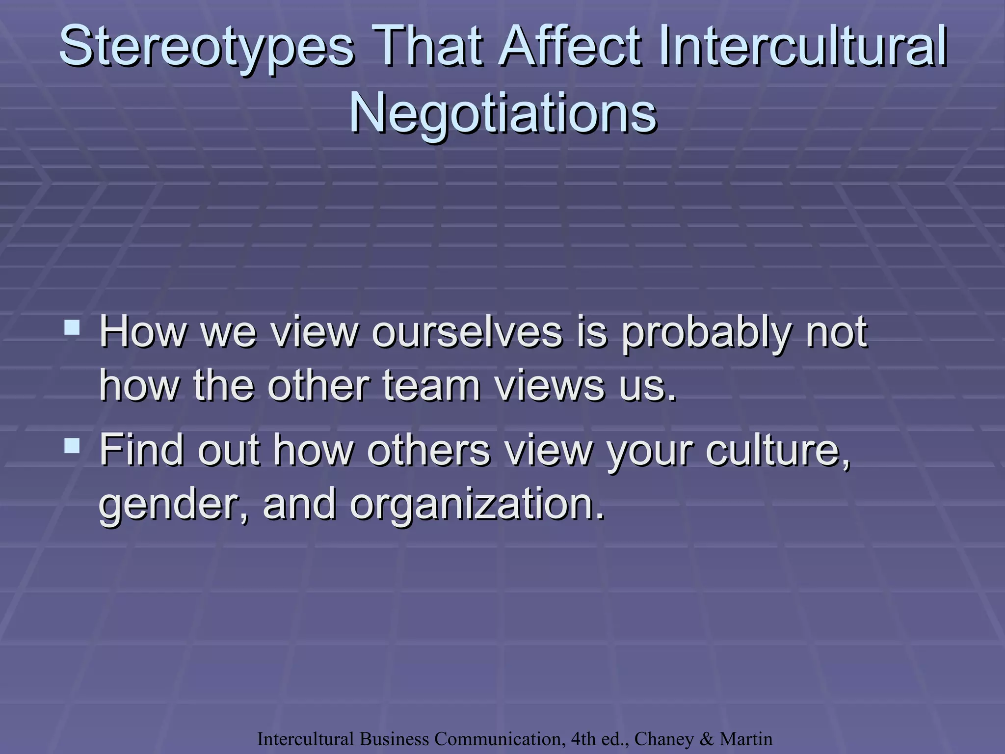 Intercultural Negotiation Components Chapter 11 | PPT | Family and Relationships