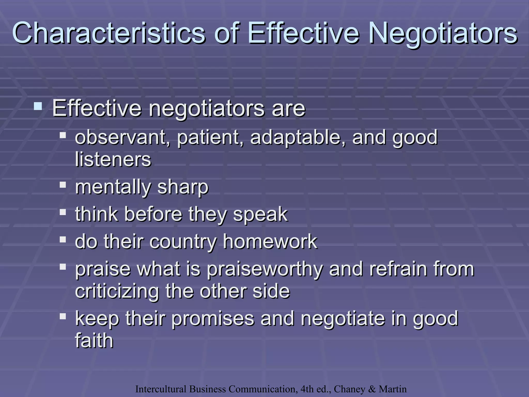 Intercultural Negotiation Components Chapter 11 | PPT | Family and Relationships
