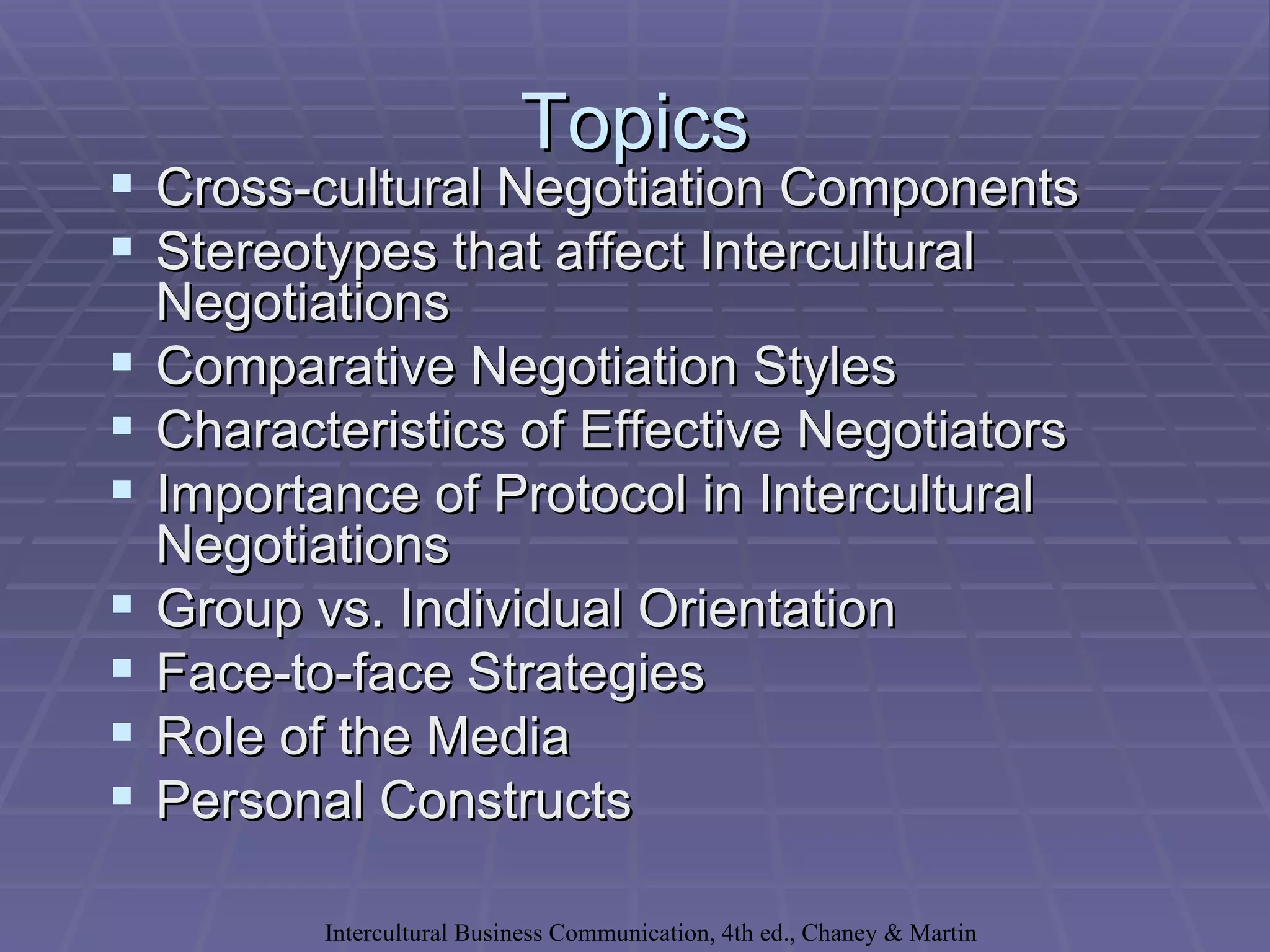 Intercultural Negotiation Components Chapter 11 | PPT | Family and Relationships