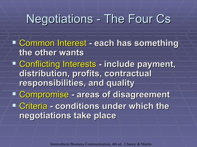 Intercultural Negotiation Components Chapter 11 | PPT | Family and Relationships