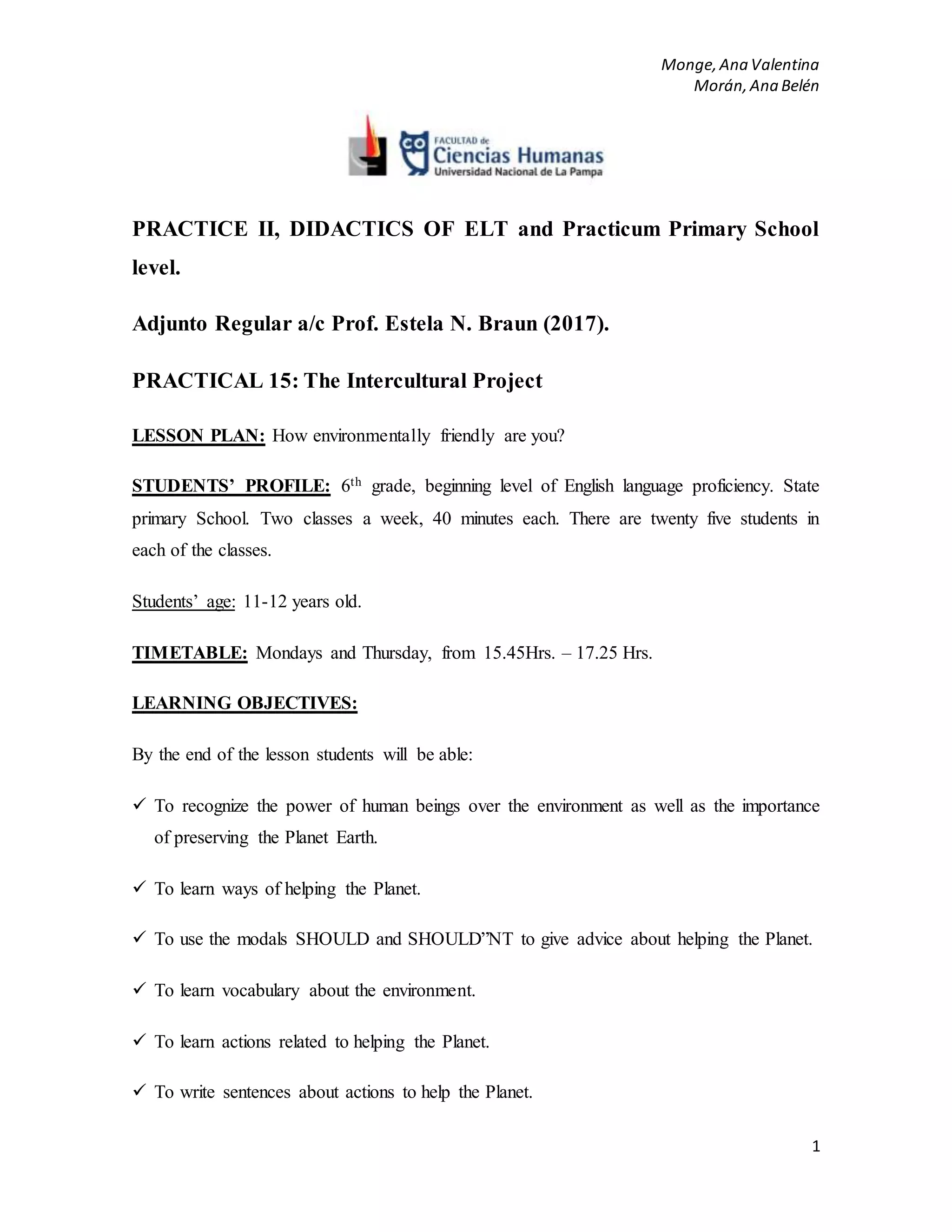 Lesson Plan- Intercultural Project | DOCX