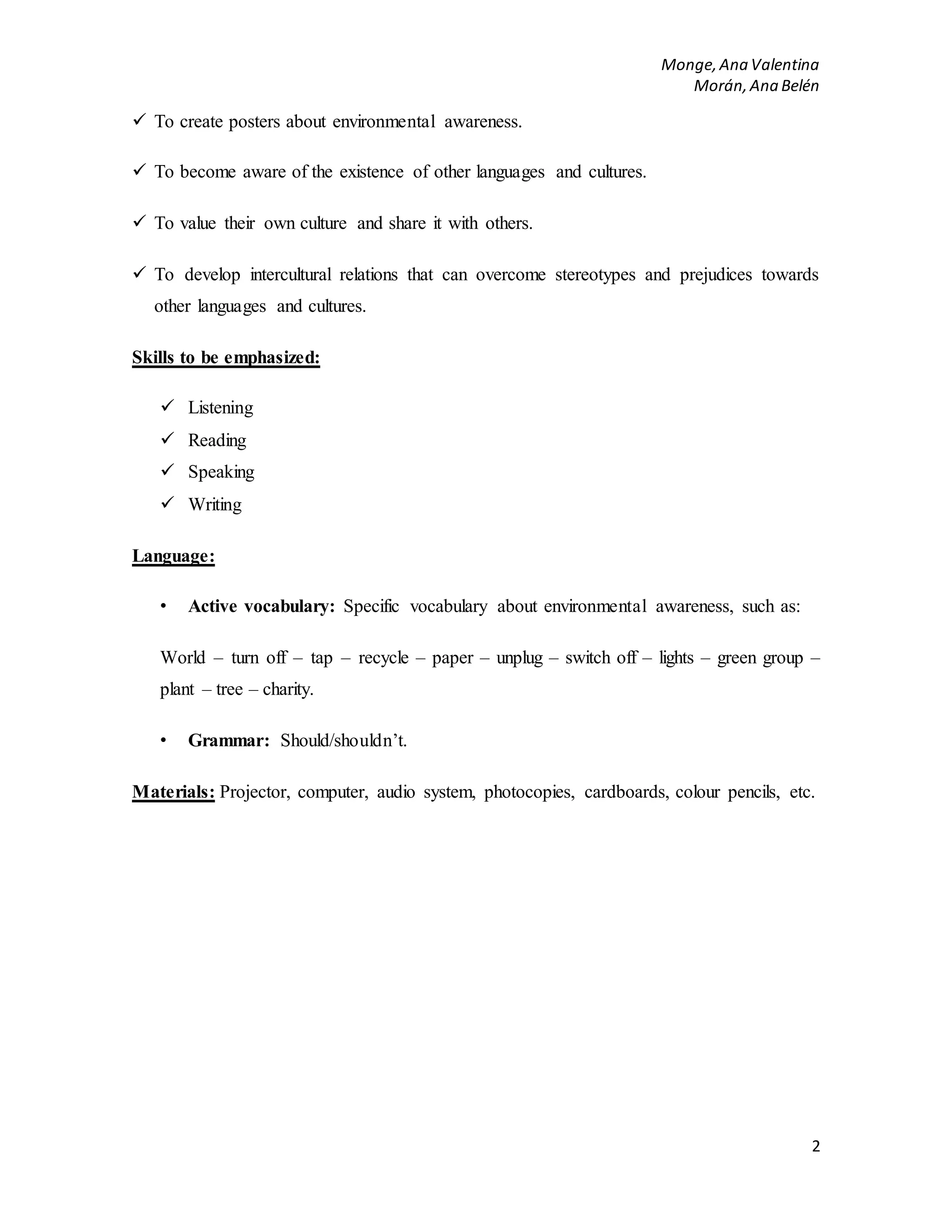 Lesson Plan- Intercultural Project | DOCX