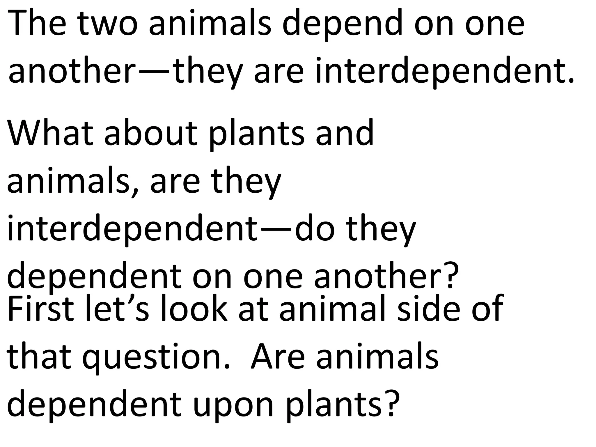 Plants and animals depend on each other. (teach 2nd/3rd grade) | PPTX