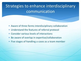 Interdesciplinary interactions and communication | PPTX