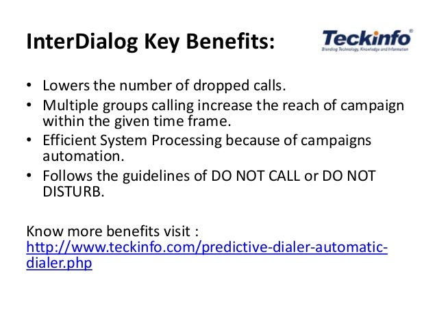 Inter Dialog Dialer - Call Center Software and Solutions | Teckinfo