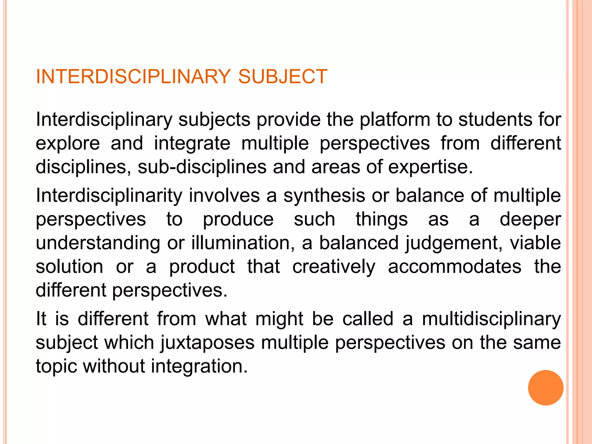 Interdisciplinary Approach | PPTX