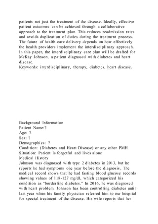 Interdisciplinary care plan7 class nur3400 | DOCX | Diabetes | Diseases ...