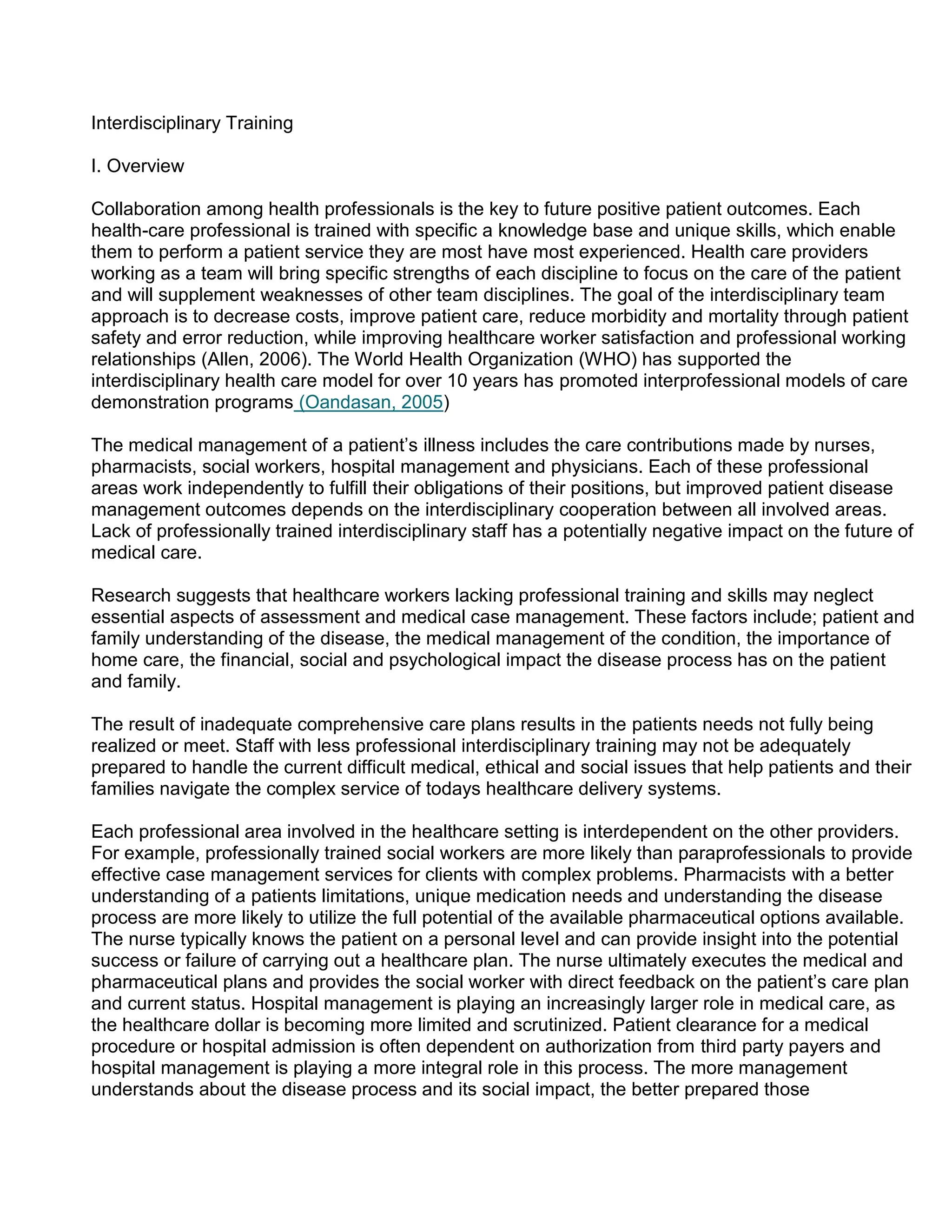 Interdisciplinary medical education and care | DOCX