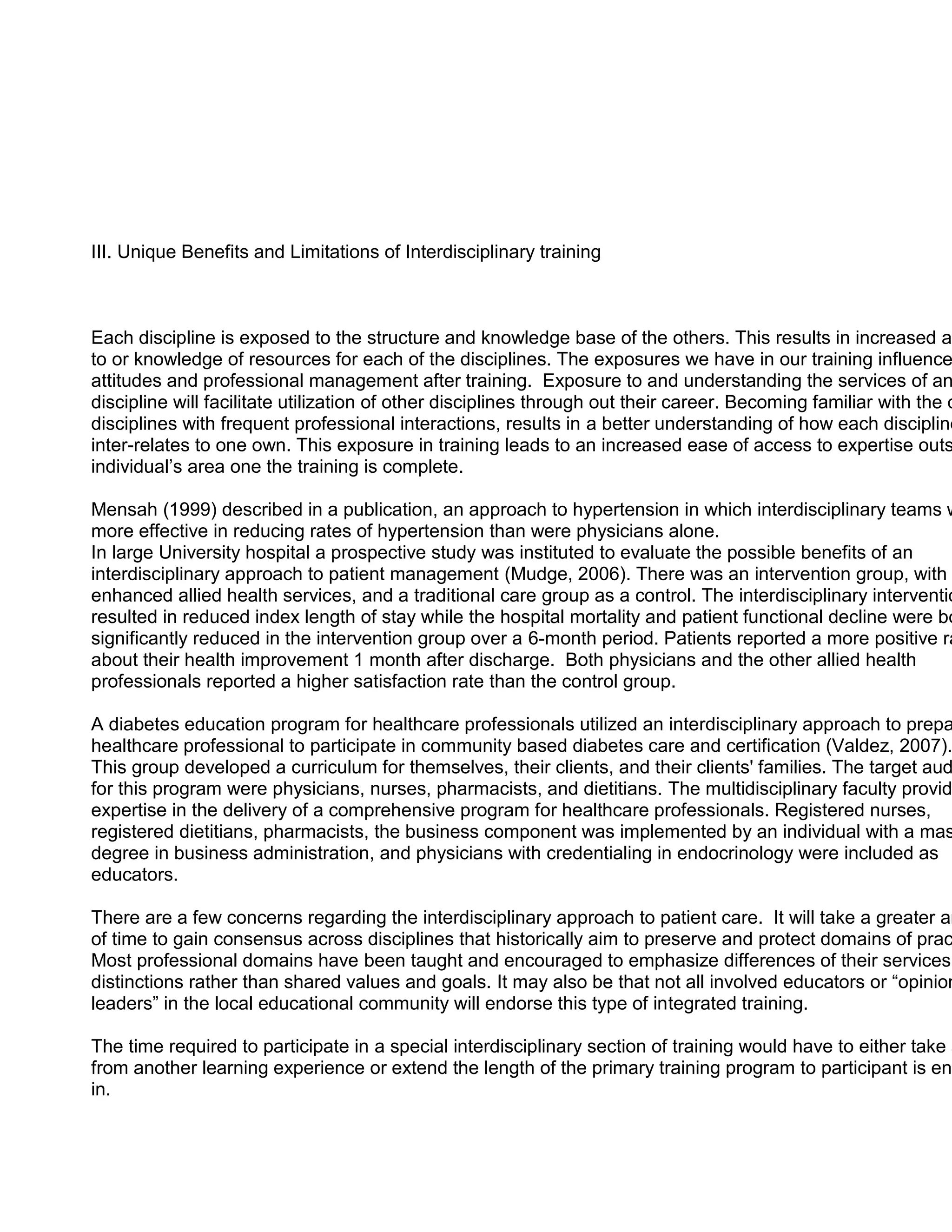 Interdisciplinary medical education and care | DOCX