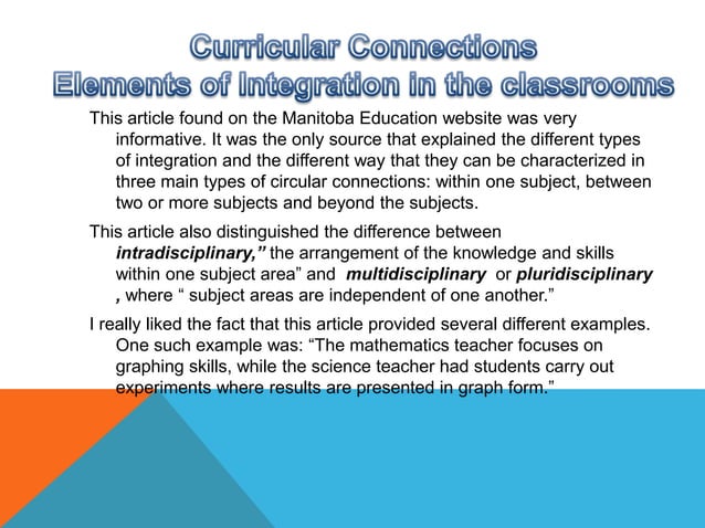 Interdisciplinary integration | PPTX | Educational Assessment | Education