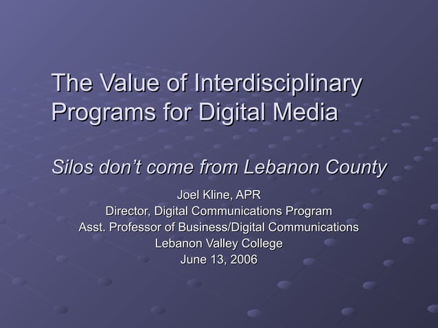 Interdisciplinary presentation | PPT