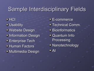 Interdisciplinary presentation | PPT