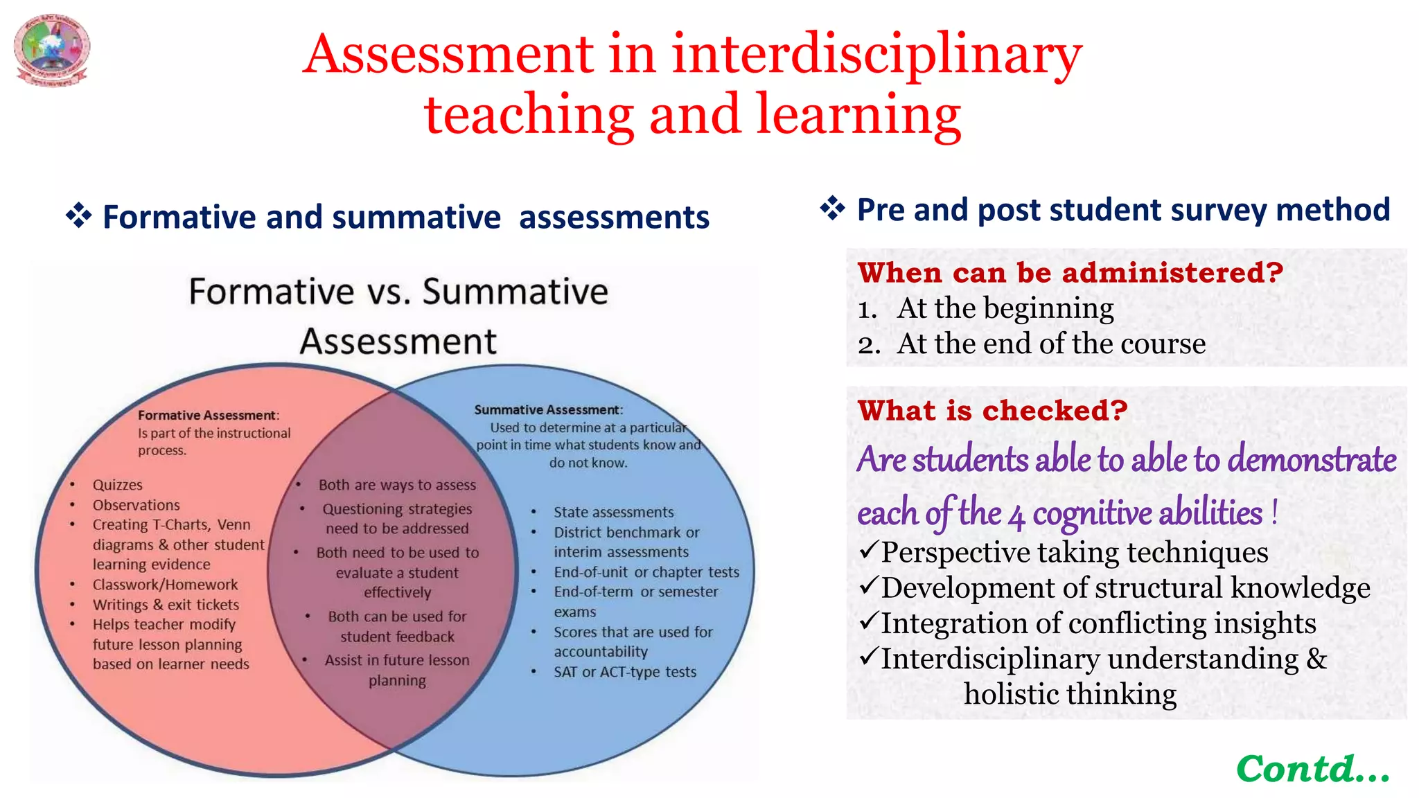 Interdisciplinary teaching and learning- objectives and assessment | PPTX | Educational ...