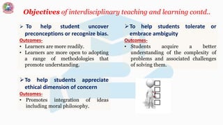 Interdisciplinary teaching and learning- objectives and assessment ...
