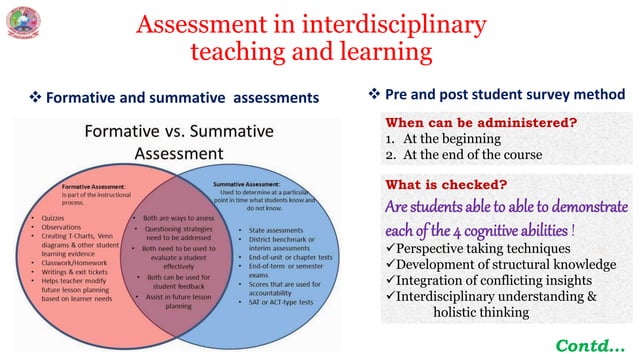 Interdisciplinary teaching and learning- objectives and assessment | PPT